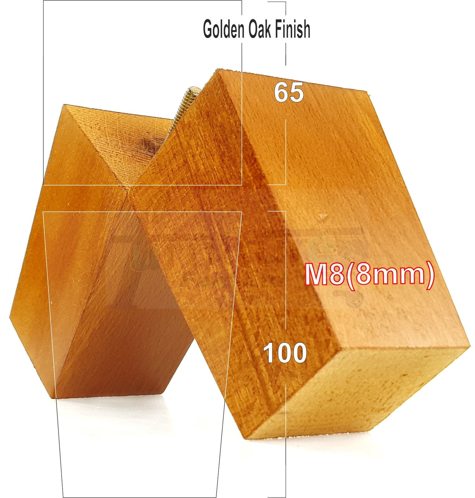 Solid Wood Furniture Feet Square Replacement Block Tapered Legs 100mm ...