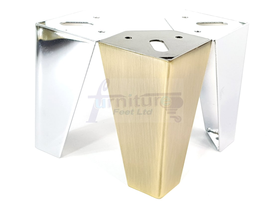 4x Metal Furniture Feet Corner Legs 125mm High for Sofa Chairs Stools ...