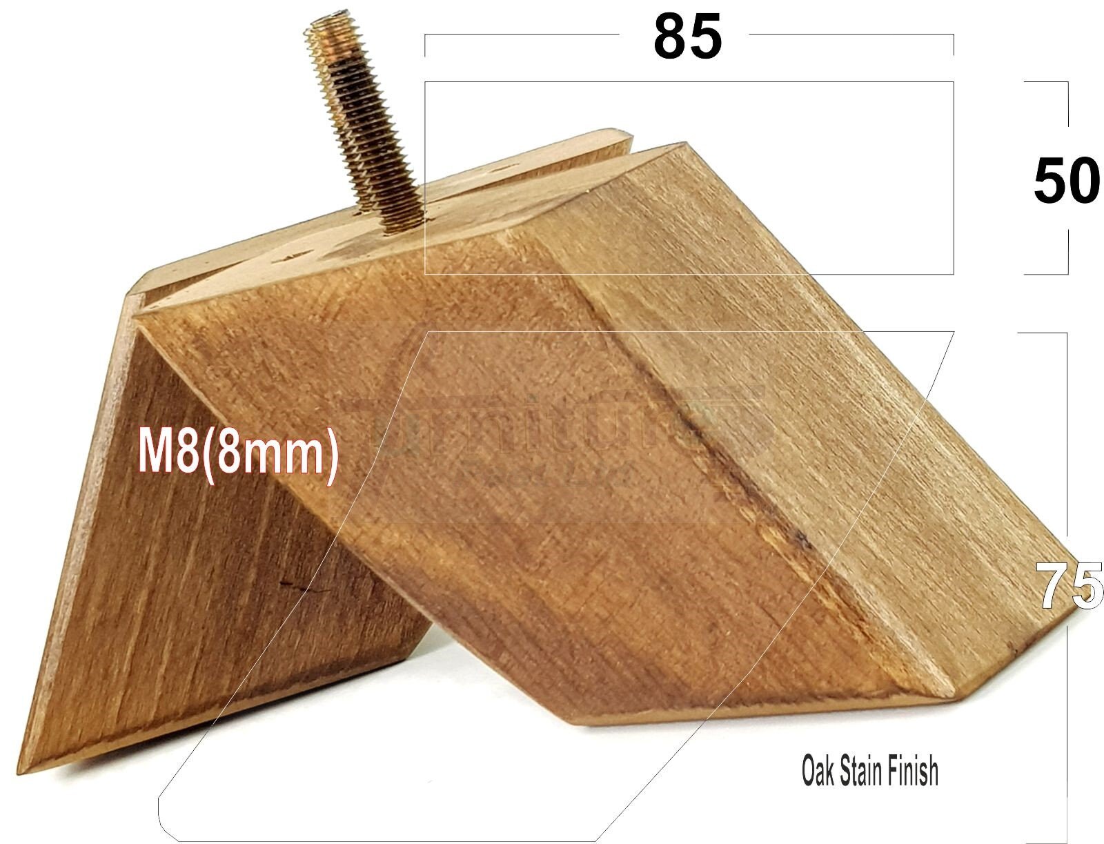 Solid Wood Curved Block Furniture Legs Replacment Feet 75mm High ...