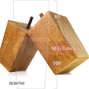 Solid Wood Furniture Feet Square Replacement Block Tapered Legs 100mm ...