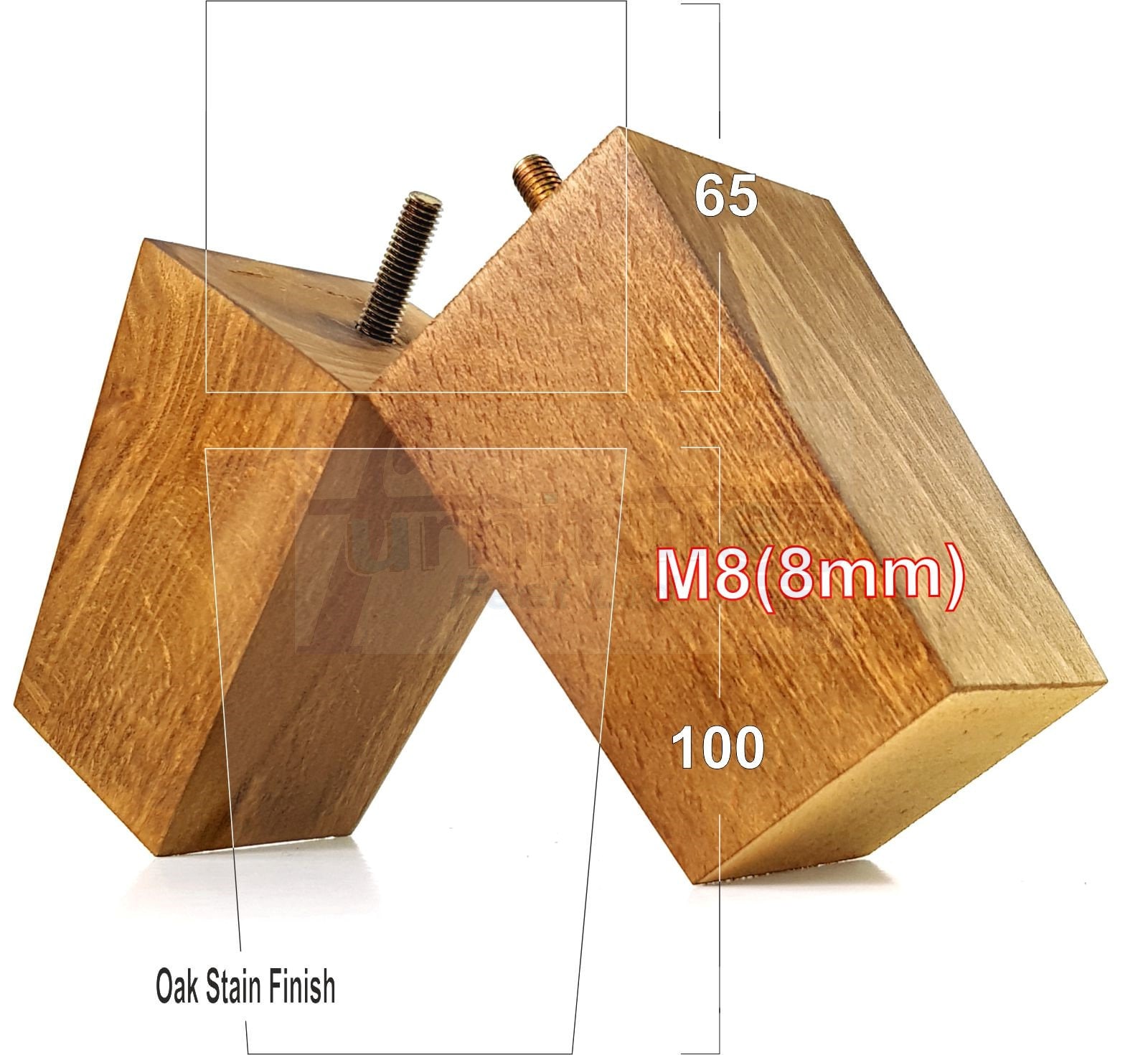 Solid Wood Furniture Feet Square Replacement Block Tapered Legs 100mm ...