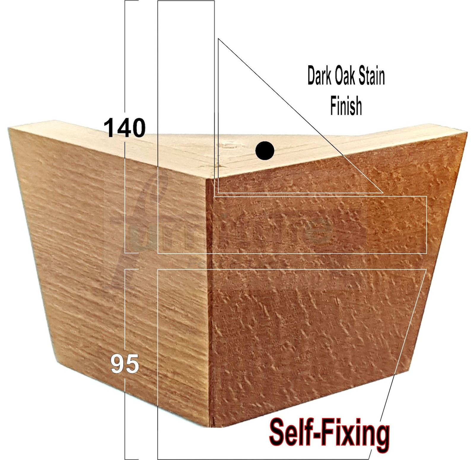 Solid Wood Furniture Legs Replacement Corner Feet 95mm High Multi ...