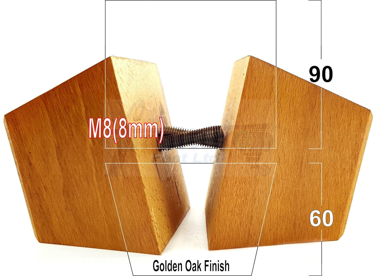 Solid Block Wood Furniture Feet Square Replacement Sofa Legs 65mm High ...