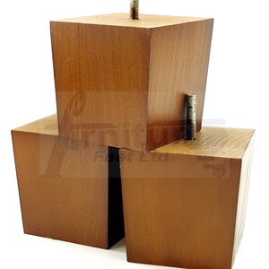 Modern Square Chunky Block Furniture Legs 90mm High Wooden Replacment ...