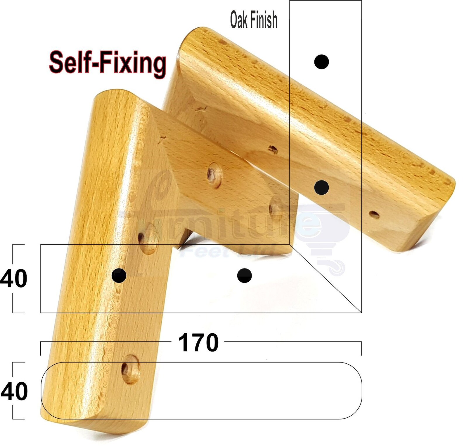 Solid Wood Furniture Legs Replacement Corner Feet 40mm High Multiple ...