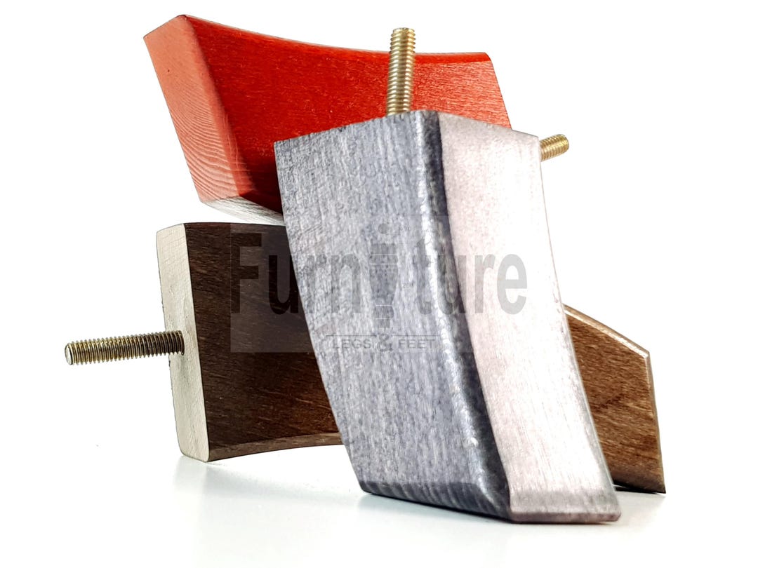 4x Solid Wood Block Curved Furniture Legs Replacment Feet 100mm High ...