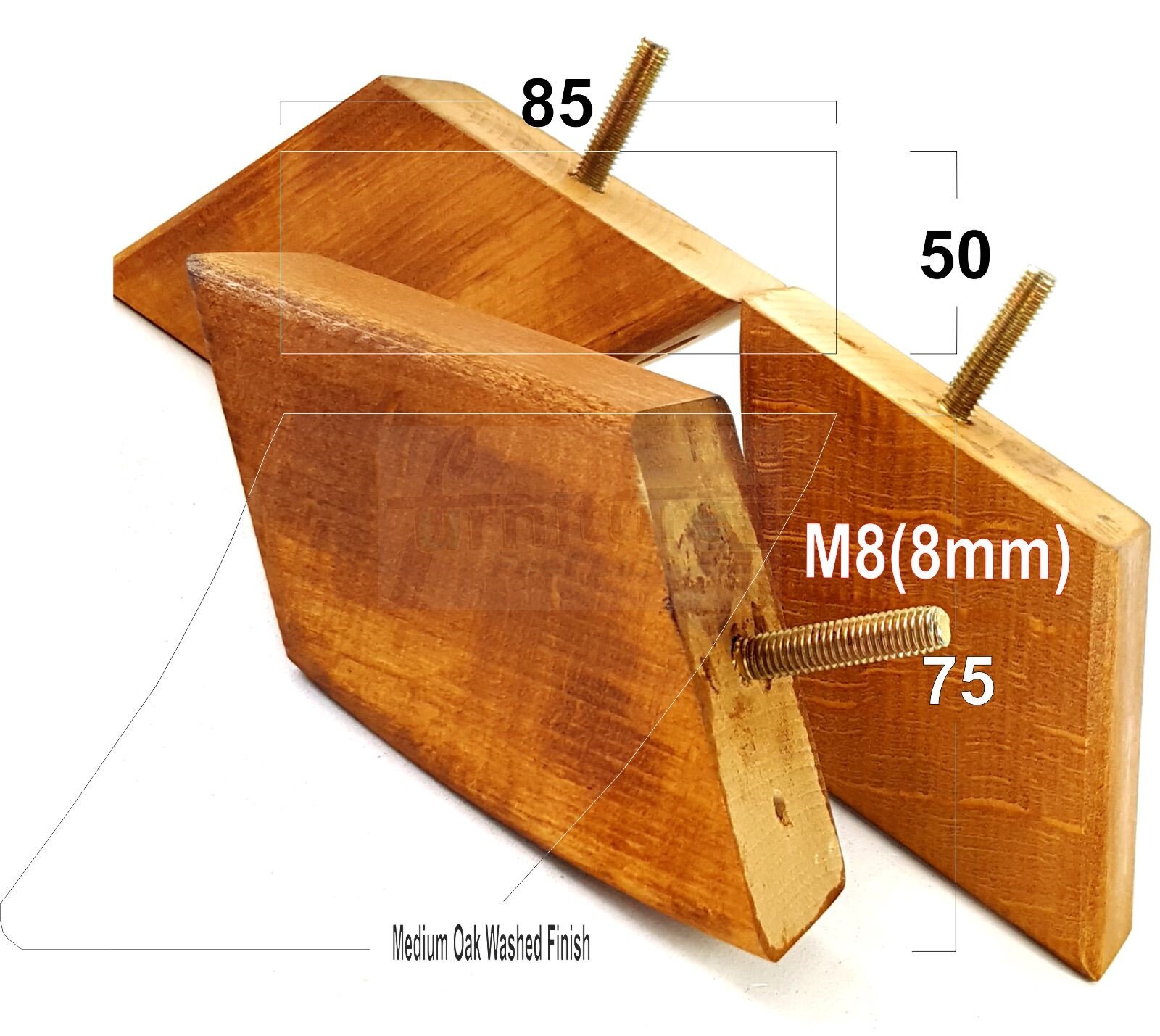 Solid Wood Curved Block Furniture Legs Replacment Feet 75mm High ...