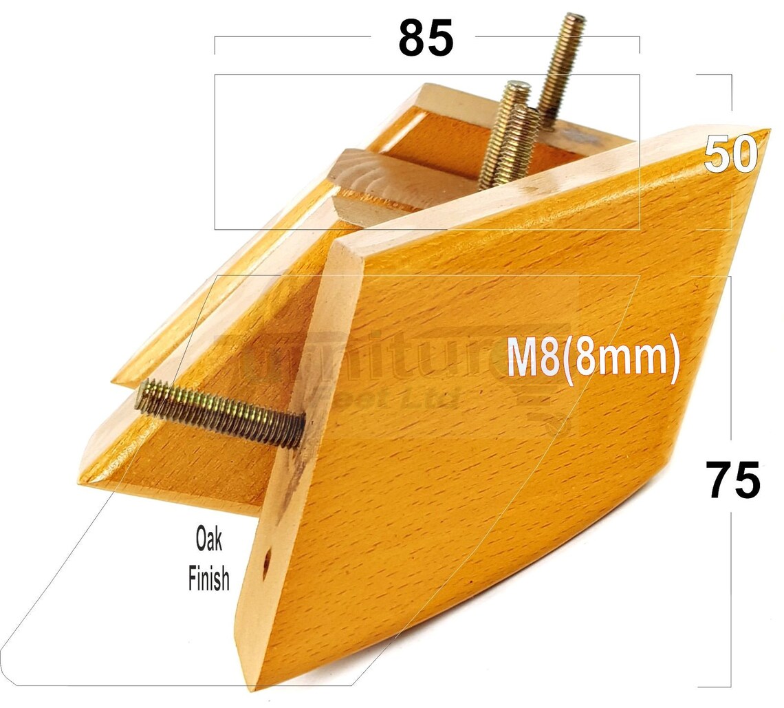 Solid Wood Curved Block Furniture Legs Replacment Feet 75mm High ...