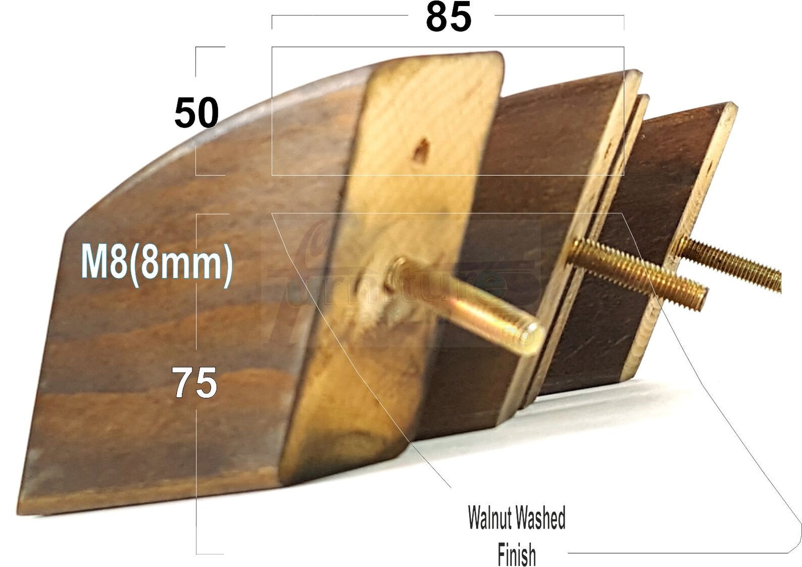 Solid Wood Curved Block Furniture Legs Replacment Feet 75mm High ...