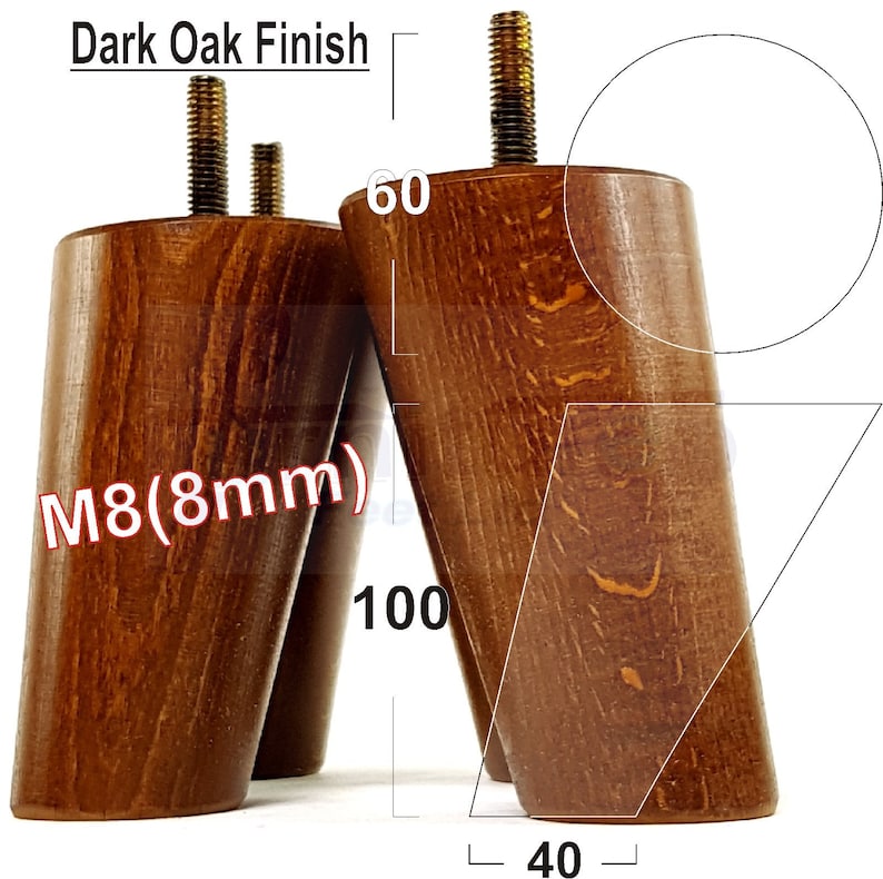 Dark Oak Solid Wood Angled Furniture Feet 100mm to 240mm High | Etsy UK