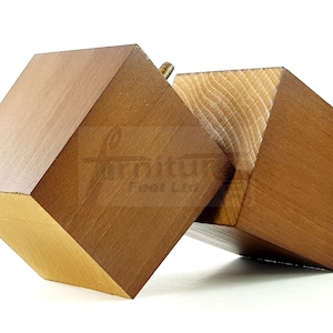 Modern Square Chunky Block Furniture Legs 90mm High Wooden Replacment ...