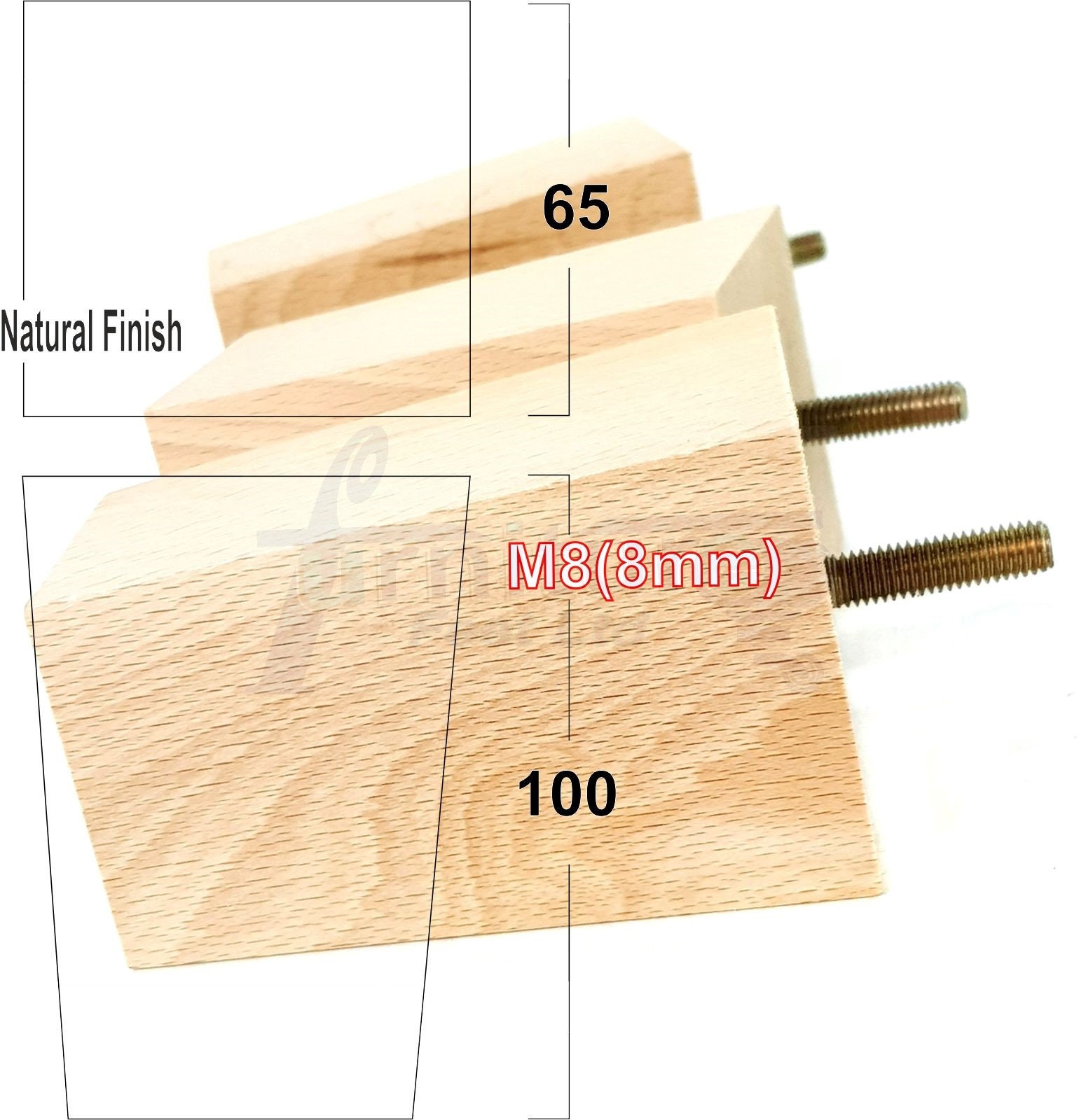 Solid Wood Furniture Feet Square Replacement Block Tapered Legs 100mm ...