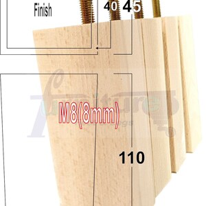 Solid Wood Furniture Legs Replacement Block Feet 110mm High Multiple ...