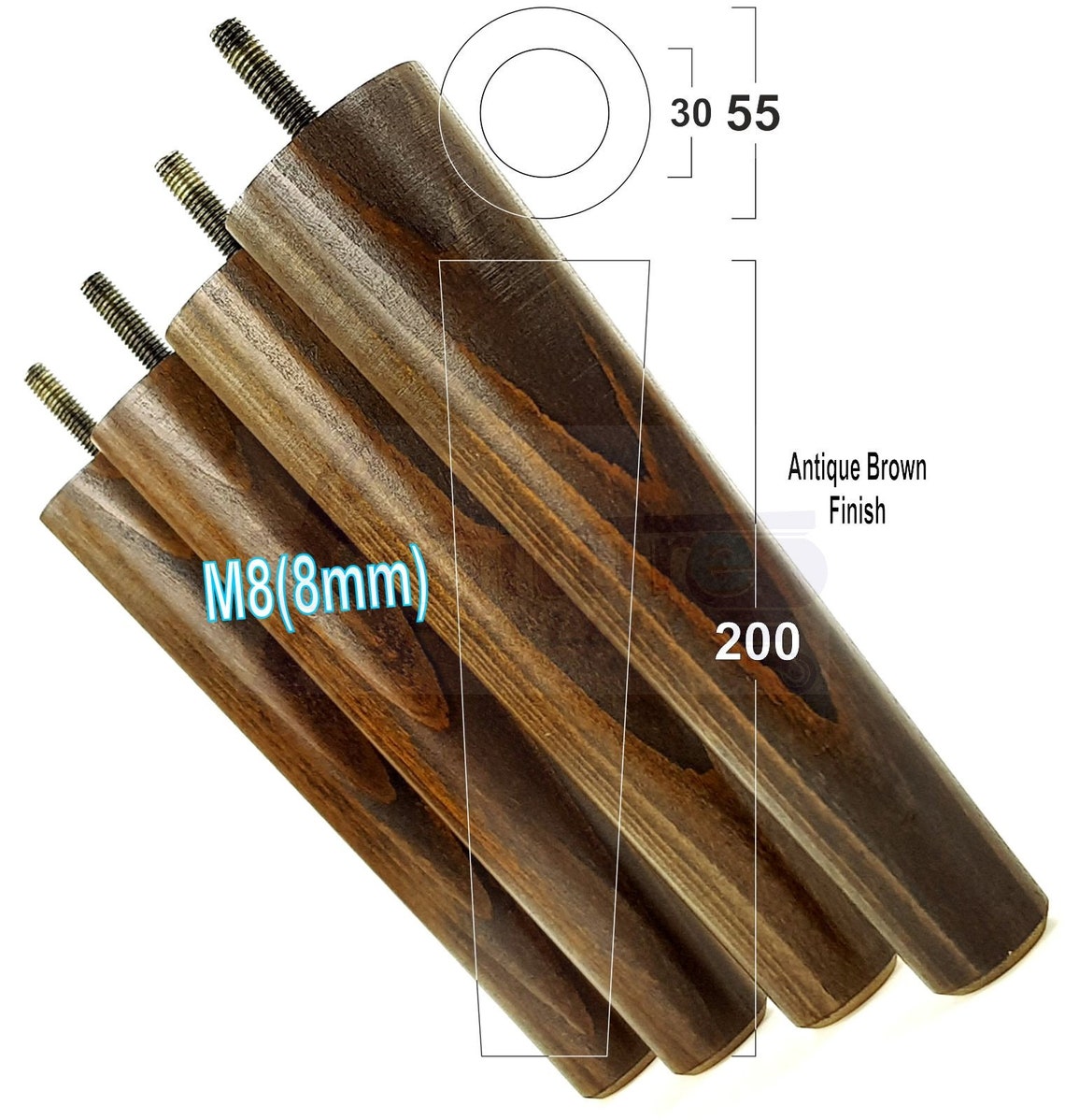 Turned Solid Wood Round Furniture Feet Replacement Mid Centry - Etsy UK