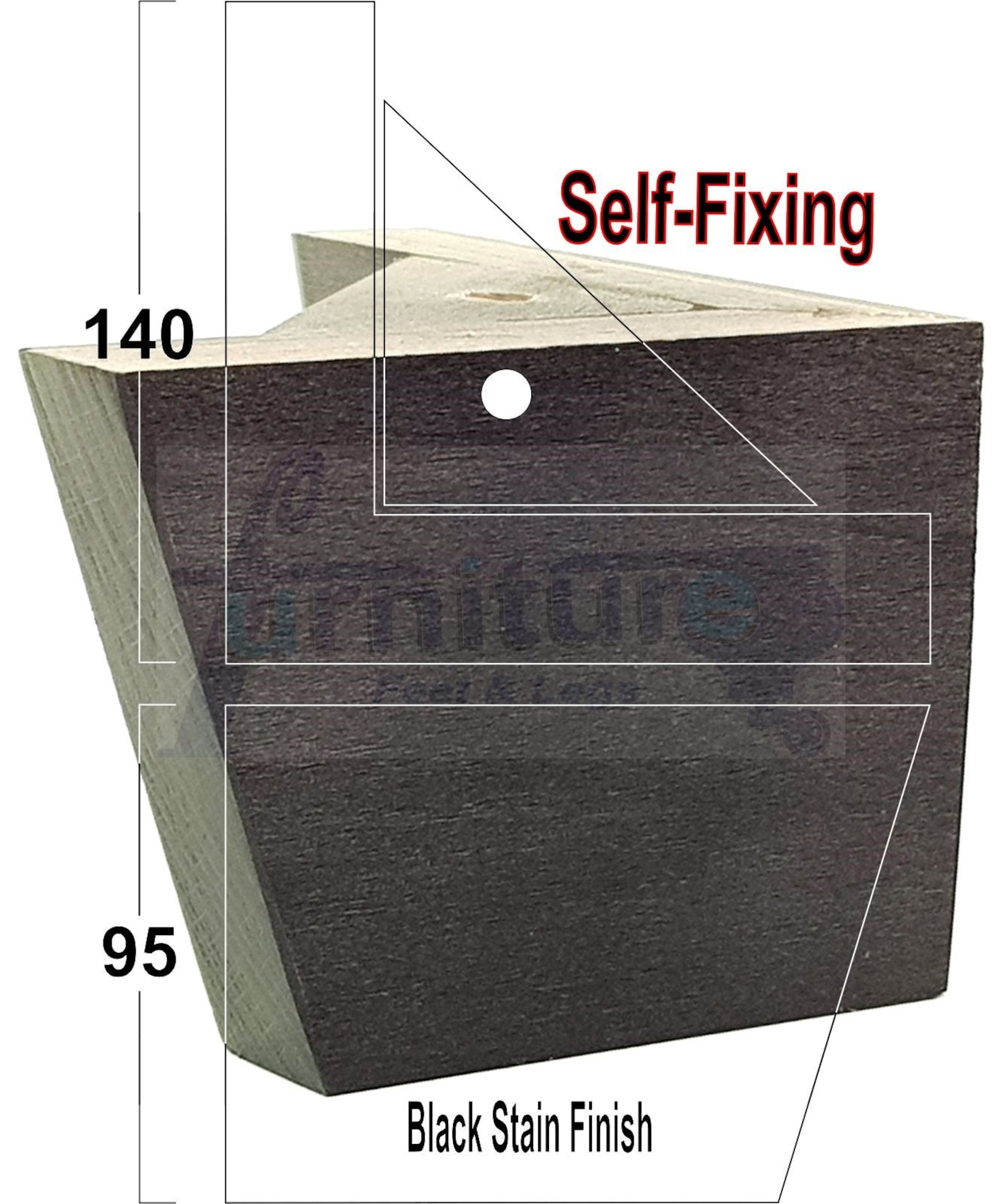 Solid Wood Furniture Legs Replacement Corner Feet 95mm High Multi ...