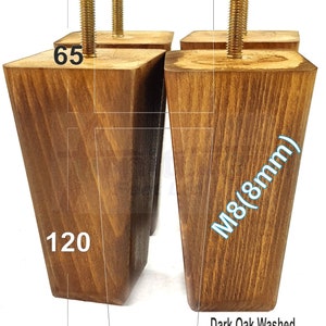 Dark Oak Wash Wood Furniture Square Feet Replacement Block Legs 120mm ...