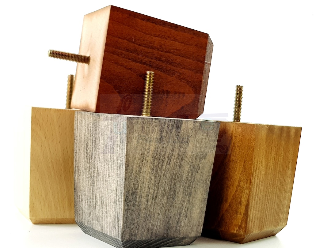 Solid Wood Furniture Feet Replacement Legs 100mm High for Chairs Stools ...