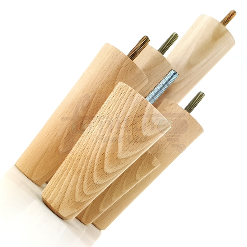 4 Natural Solid Wood Turned Furniture Feet 100mm to 240mm High | Etsy UK