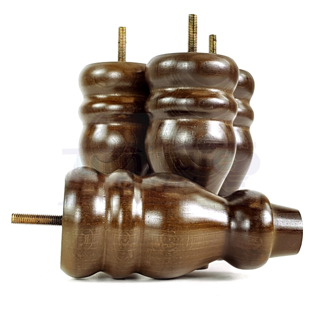 Round Turned Solid Wood Furniture Legs Replacement Feet 155mm High ...