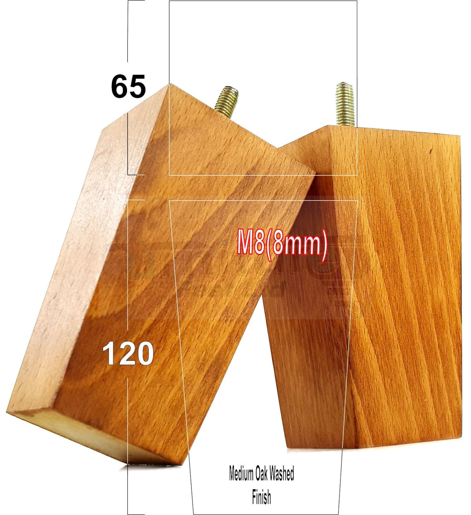 Solid Wood Furniture Feet Square Replacement Block Tapered Legs 120mm ...