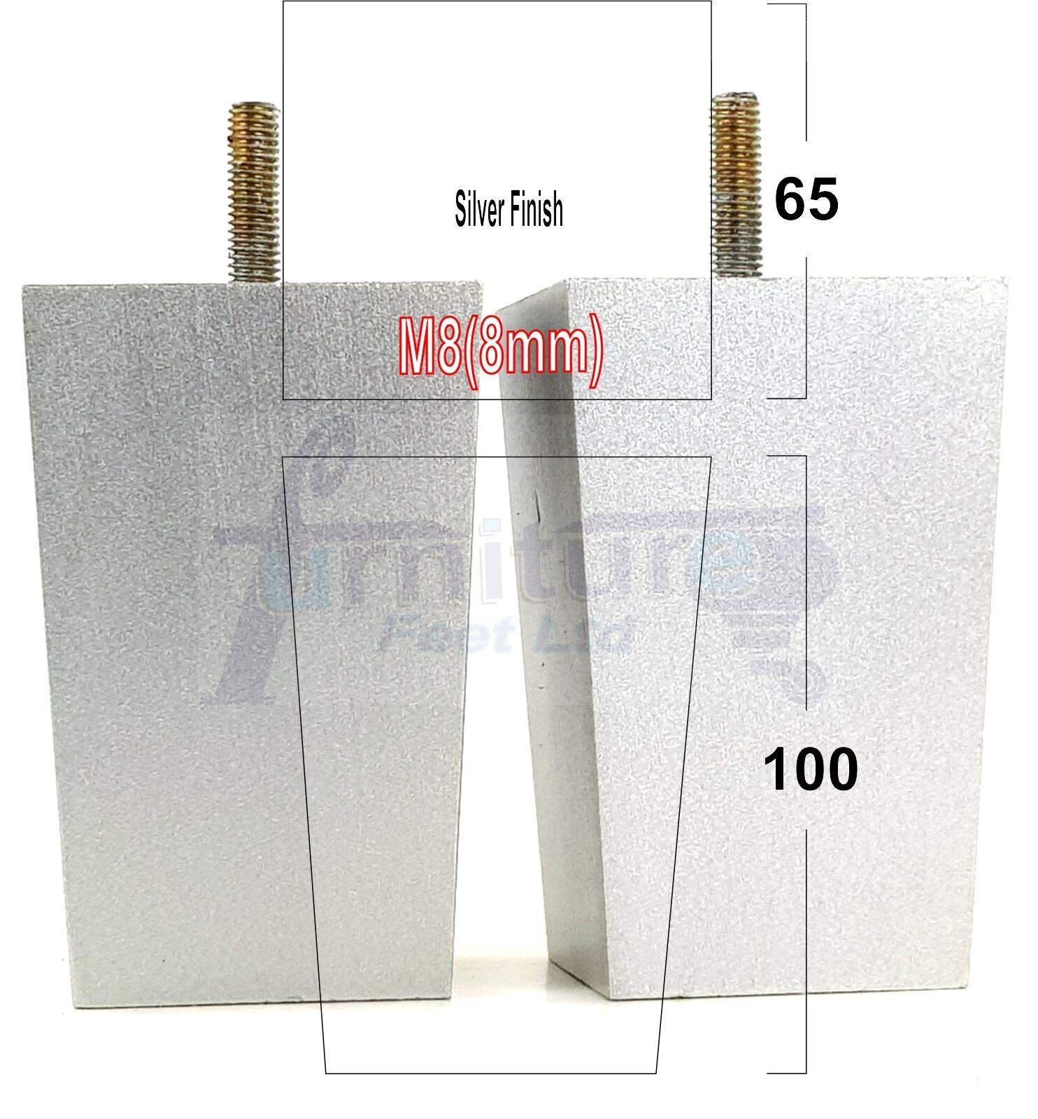 Solid Wood Furniture Feet Square Replacement Block Tapered Legs 100mm ...