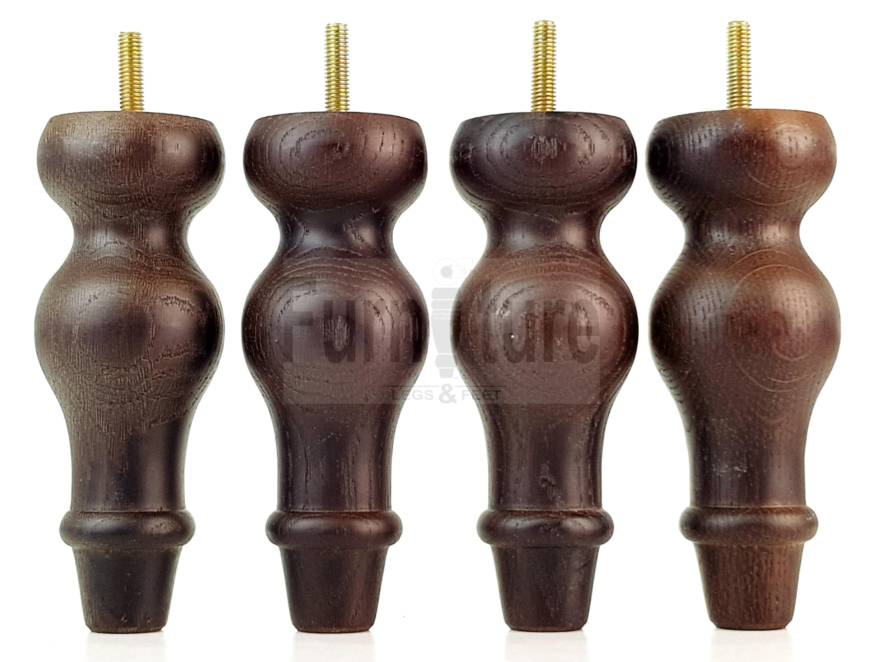 Solid Oak Wood Turned Furniture Legs Replacement Bun Feet 150mm High Antique Dark Brown Chairs Stools Sofa Beds Settee Cabinets M8 Set of 4 Etsy
