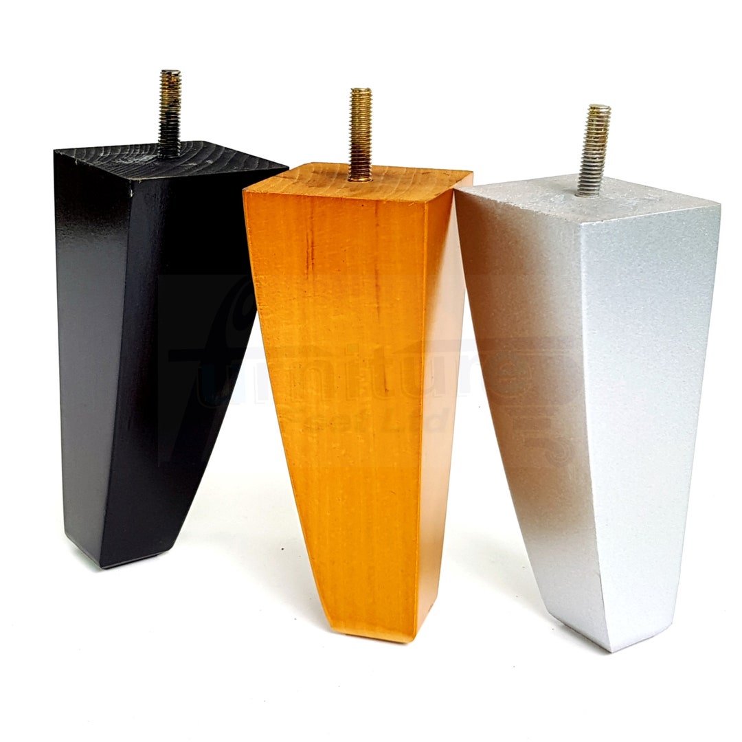 Solid Wood Block Feet Replacement Curved Furniture Legs 150mm High ...