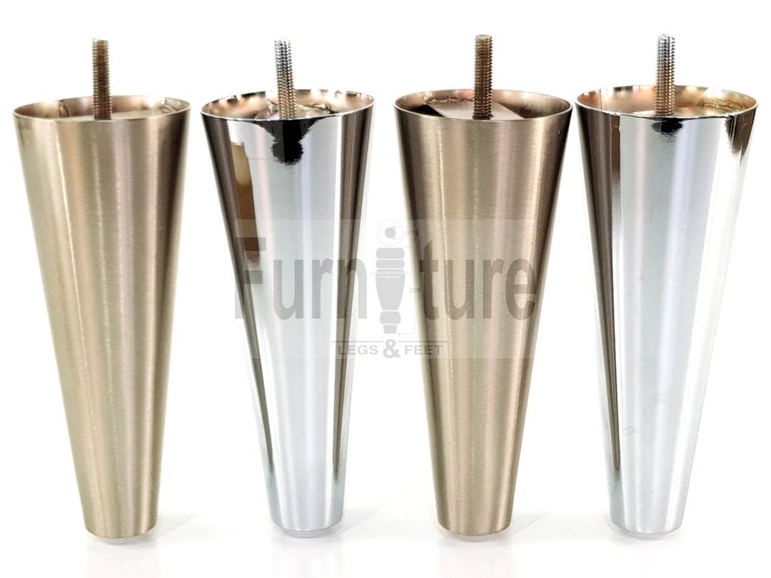 Round Metal Furniture Feet Brushed Chrome & Silver Finish Furniture ...