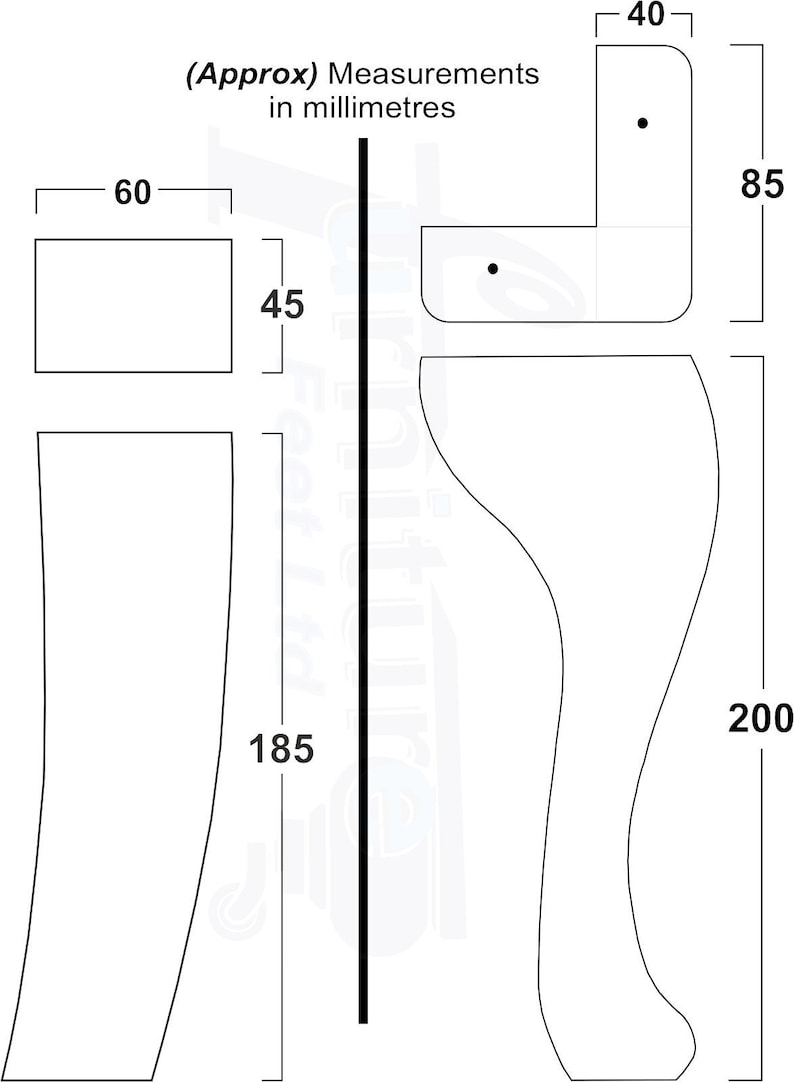 Solid Wood Furniture Feet 2 Vintage Queen Anne 8 Inches 200mm High ...