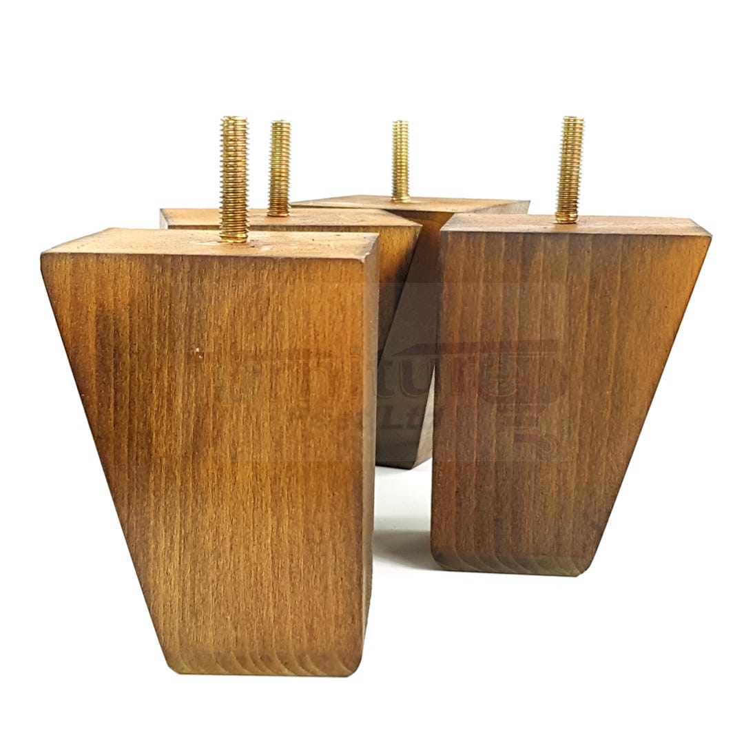 4 Square Angeled Block Legs Replacement Furniture Feet M8 100mm 4 Inch ...