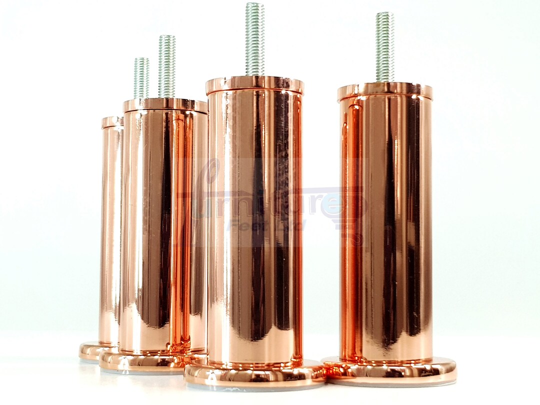Round Metal Feet Copper Rose Gold Finish Metal Legs 120mm High ...