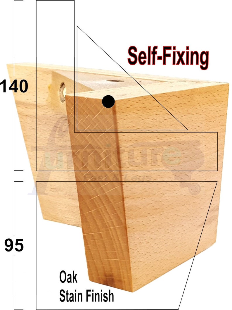 Solid Wood Furniture Legs Replacement Corner Feet 95mm High Multi ...