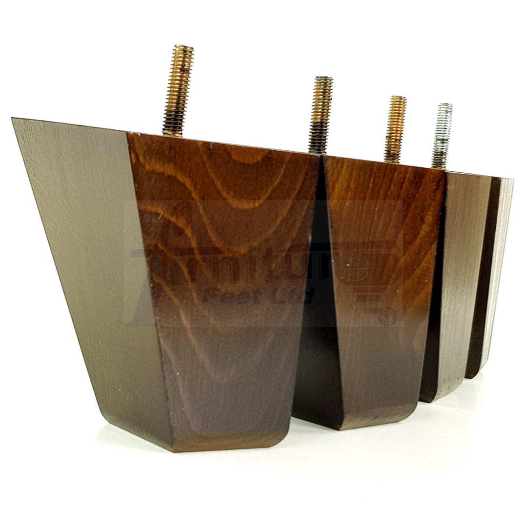 4 Square Angeled Block Legs Replacement Furniture Feet M8 100mm 4 Inch ...