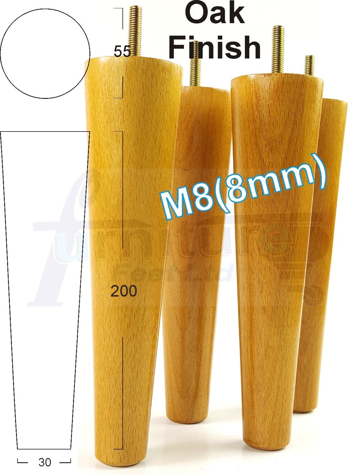 Turned Solid Wood Round Furniture Feet Replacement Mid Centry | Etsy UK