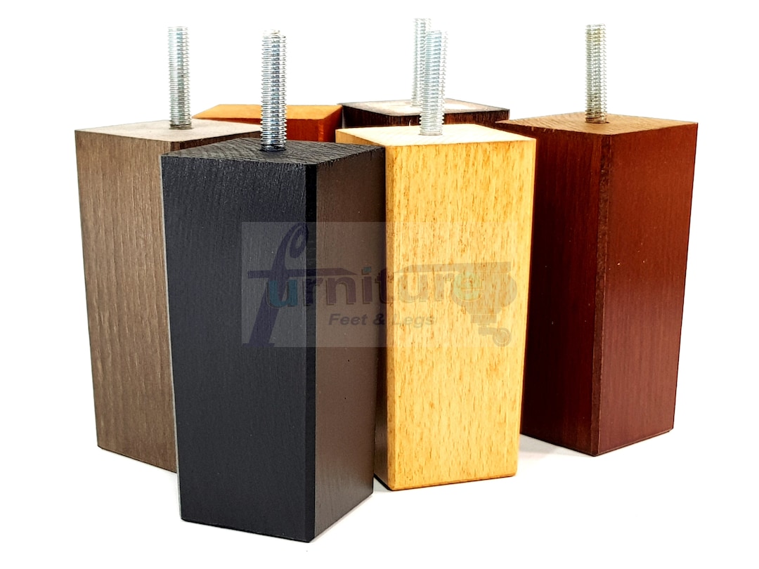 Solid Wood Furniture Legs Replacement Block Feet 110mm High Multiple ...