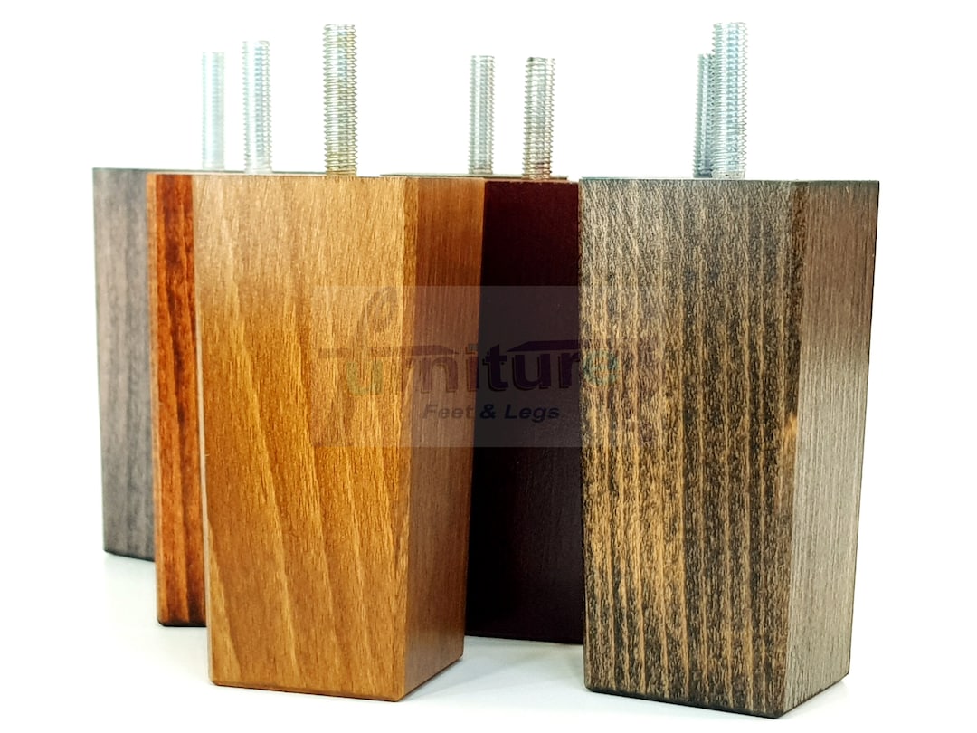 Solid Wood Square Furniture Feet Replacement Block Legs 110mm High ...