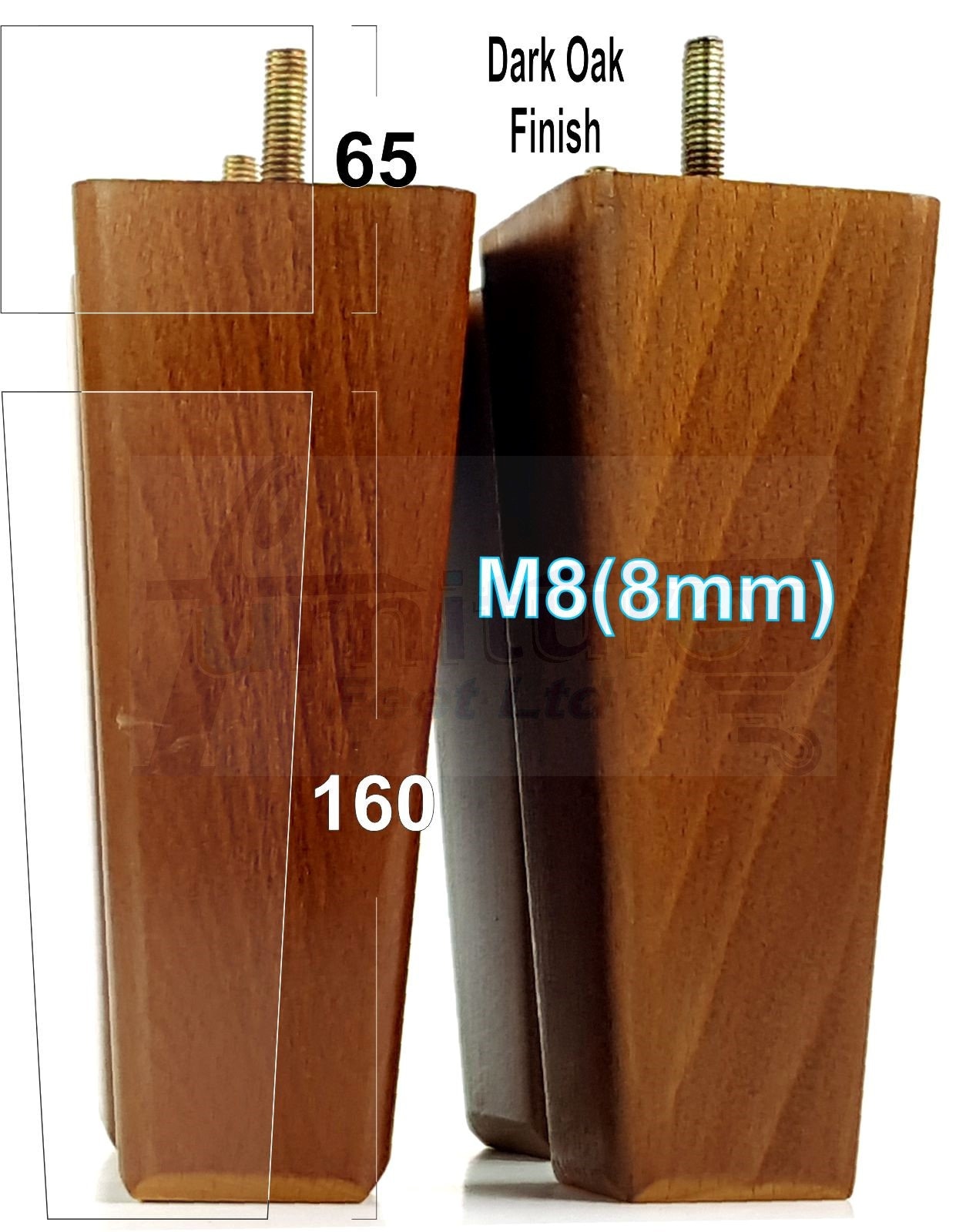 Dark Oak Tapered Solid Wood Furniture Feet Replacement Square Legs ...