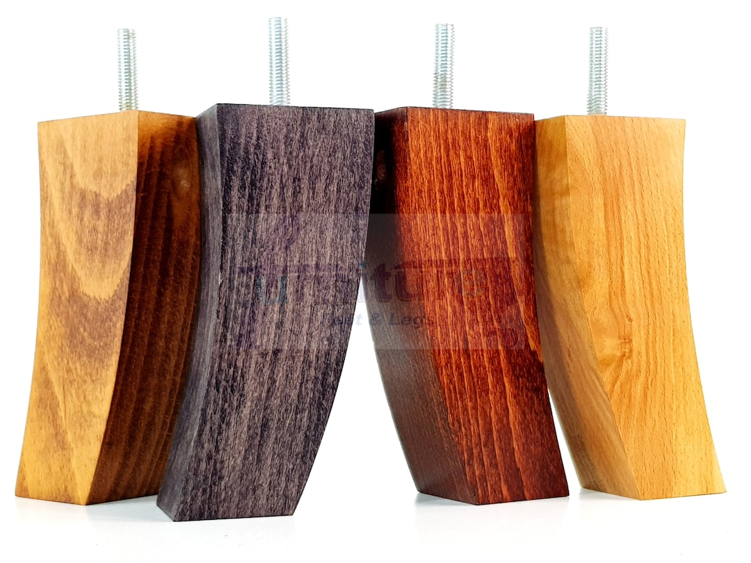 Curved Wooden Feet Solid Wood Furniture Legs Set of 4 Multiple Colours ...