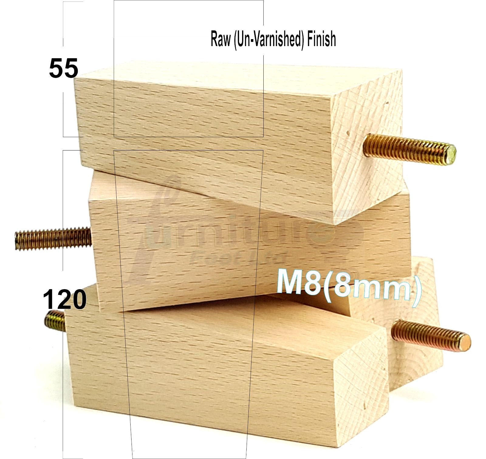 Furniture Legs Solid Wood Block Replacement Square Feet 120mm | Etsy