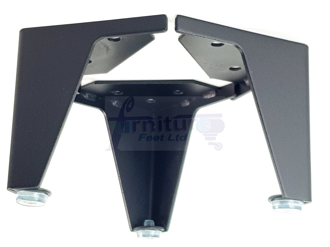 Metal Furniture Feet Silver & Black Replacement Metal Leg 100mm High ...