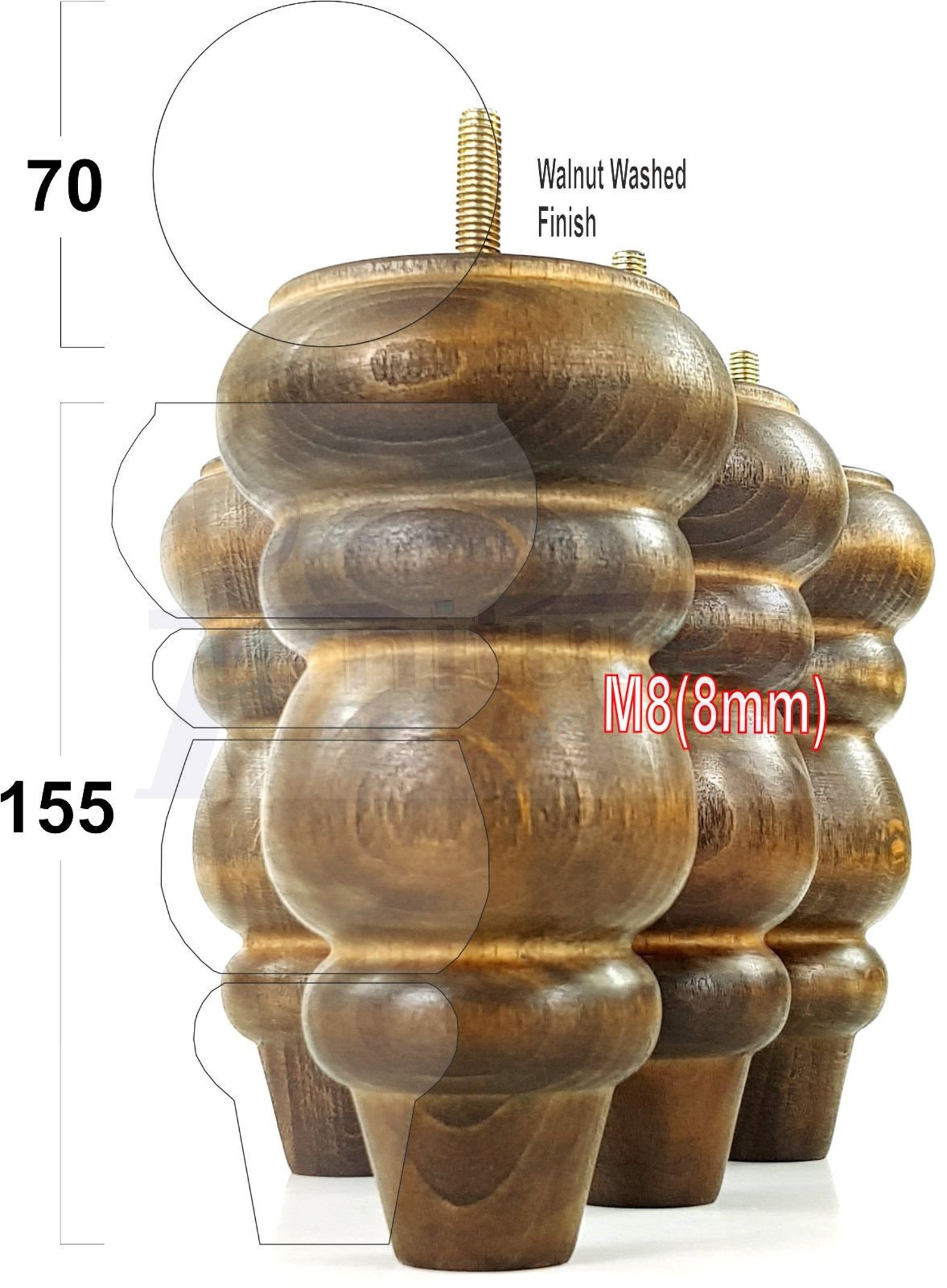 Solid Wood Furniture Feet Turned Replacement Legs 155mm High - Etsy UK