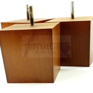Modern Square Chunky Block Furniture Legs 90mm High Wooden Replacment ...