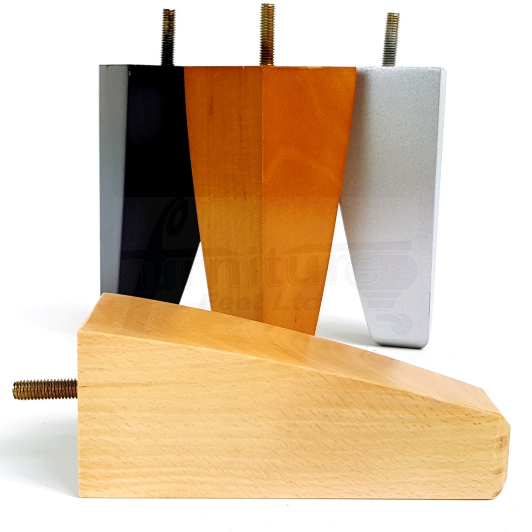 Solid Wood Curved Block Furniture Legs Replacement Feet 150mm High ...