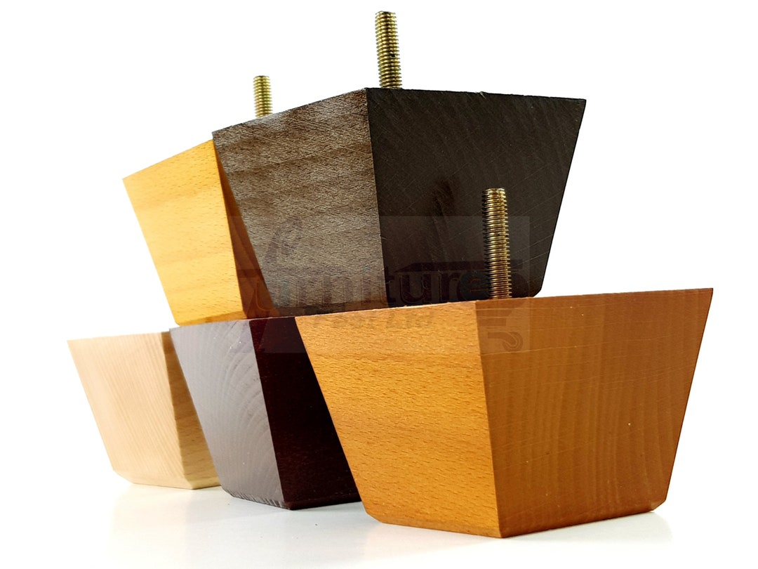 Solid Block Wood Furniture Feet Square Replacement Sofa Legs 65mm High ...