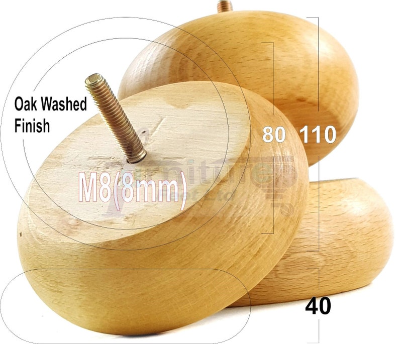 Solid Wood Furniture Bun Feet Replacement Legs 40mm High for Chairs ...