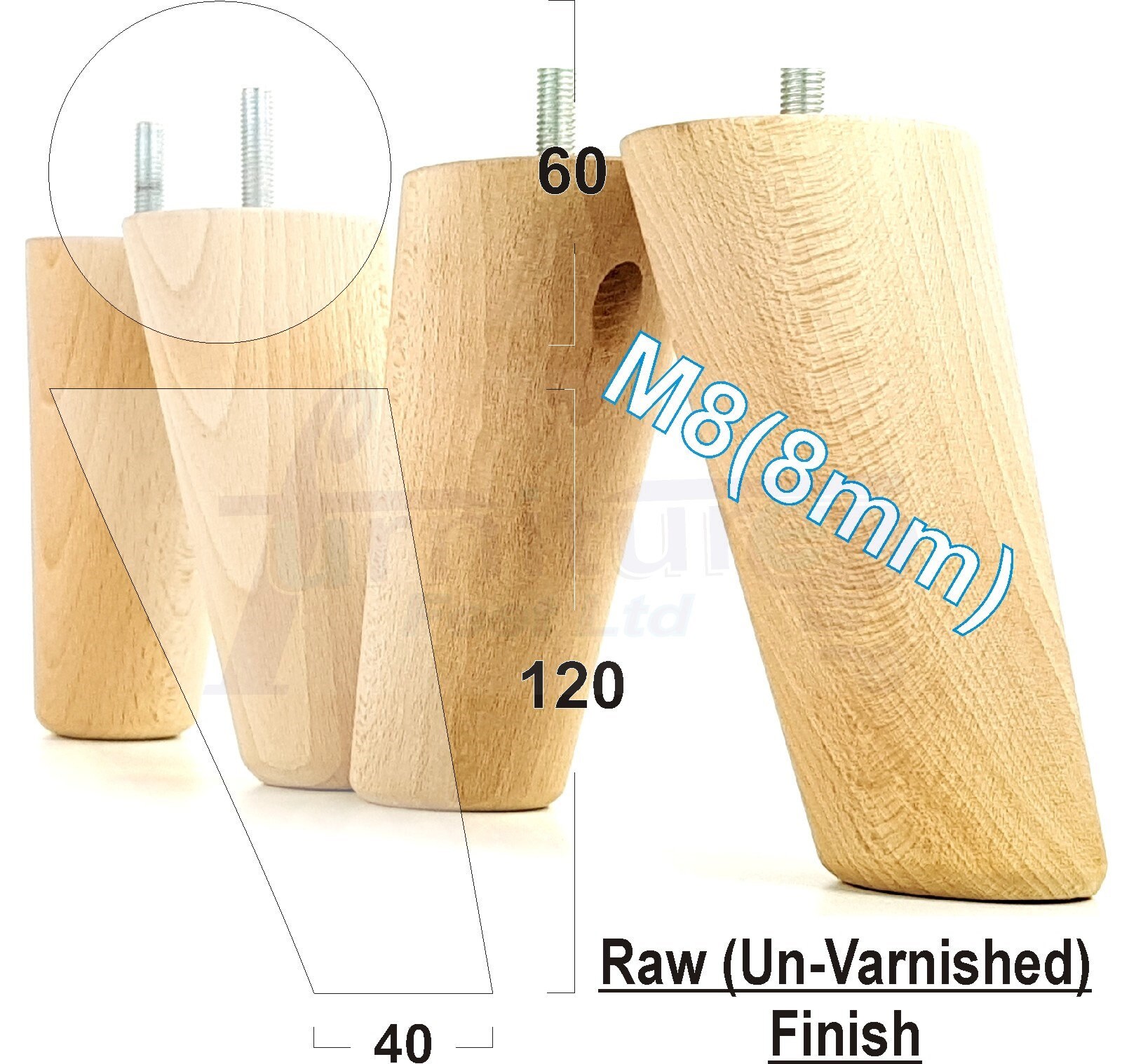 Solid Wood Angled Round Furniture Feet 100mm to 240mm High Mid - Etsy UK