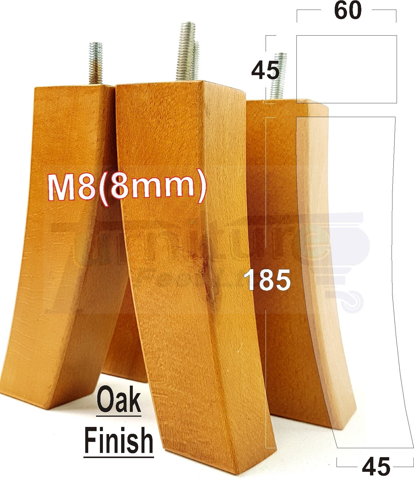 Curved Wooden Feet Solid Wood Furniture Legs Set of 4 Multiple | Etsy