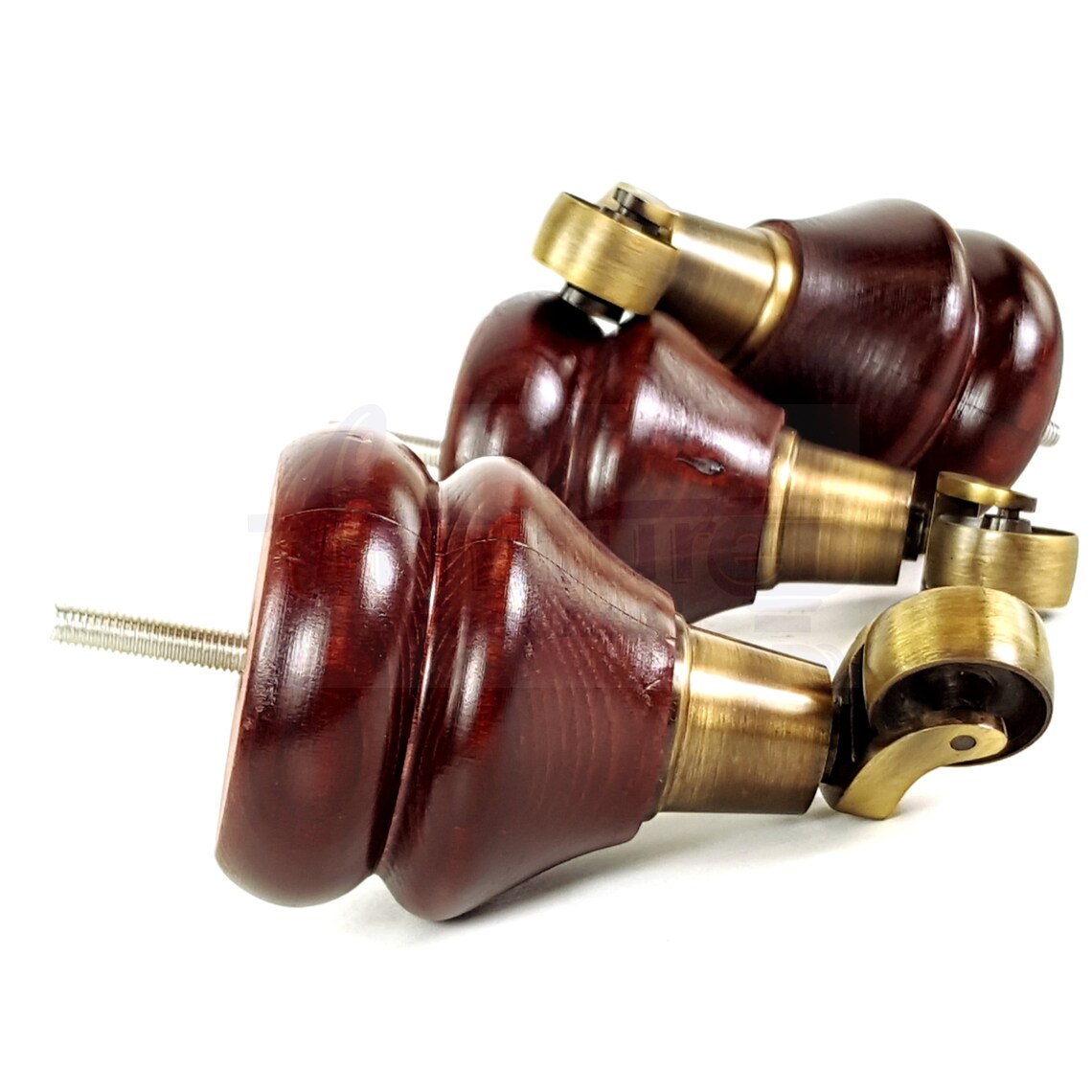 Solid Wood Furniture Feet With Antique Brass Castors Set of 4 - Etsy