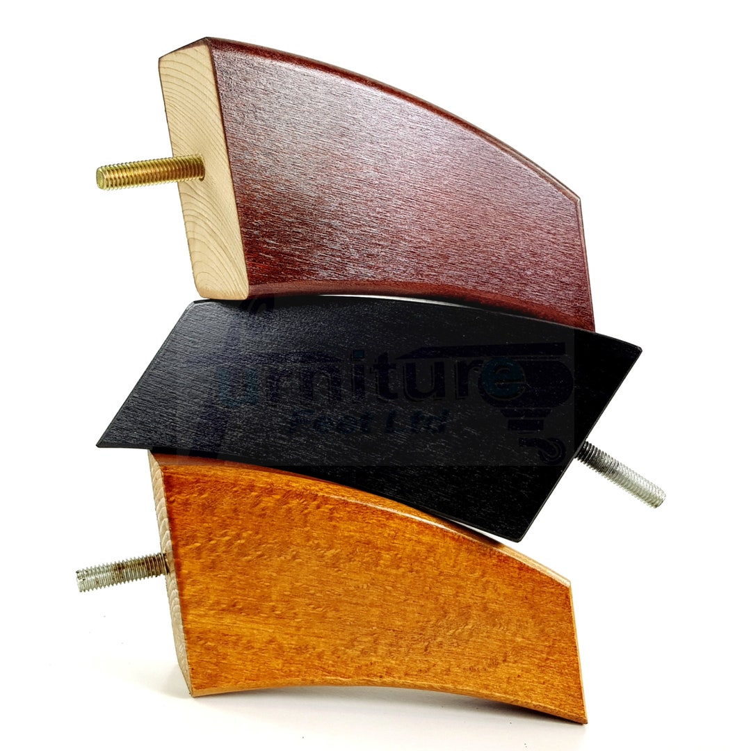 Solid Wood Curved Block Furniture Legs Replacment Feet 100mm High ...