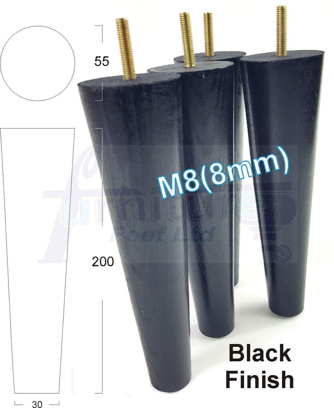 Turned Solid Wood Round Furniture Feet Replacement Mid Centry | Etsy UK